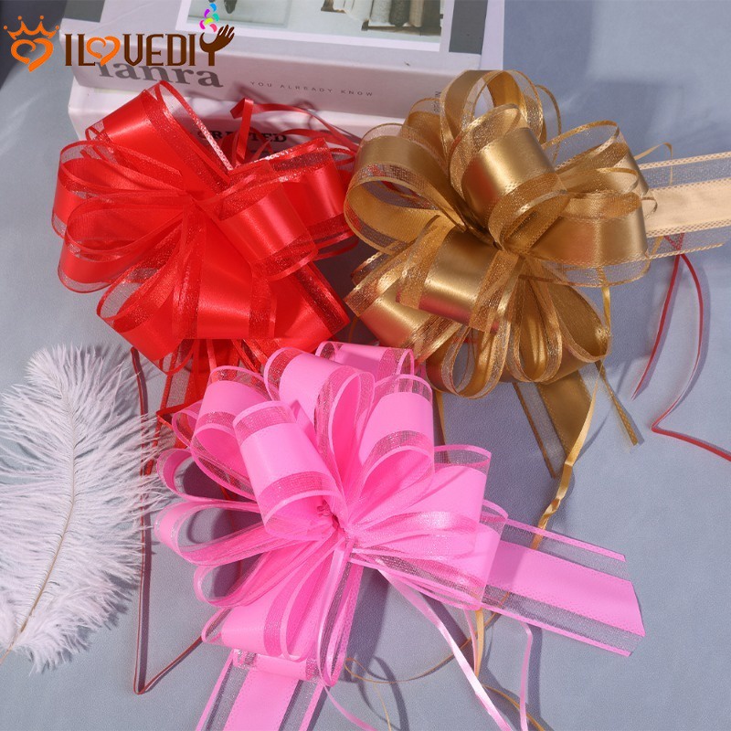 Double-Layer Bow Knot Ribbon / Big Bow Knot Box Decor / Snow Yarn Pull ...