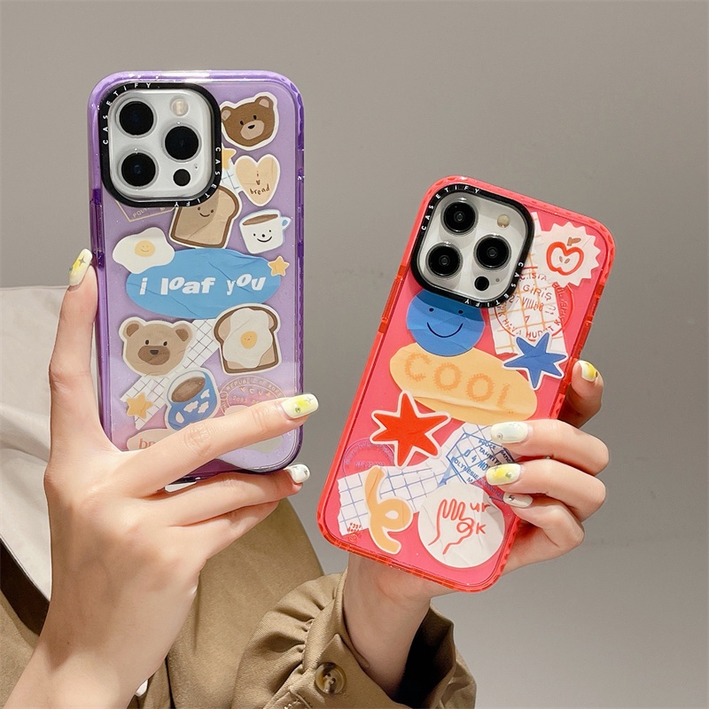 Casetifg Casing Cartoon Sticker Pattern Phone Case For iPhone 11 12 13 ...