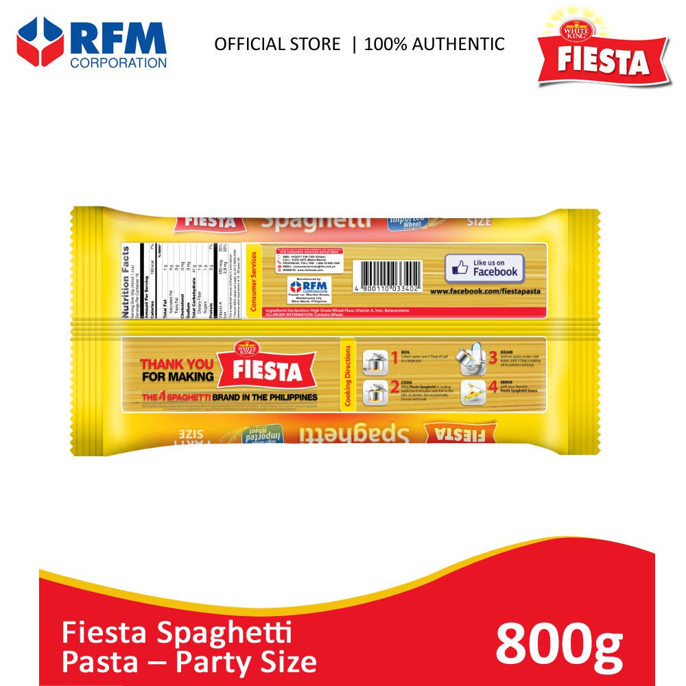 Fiesta Spaghetti Pasta – Party Size 800g - Set of 2s | Shopee Philippines