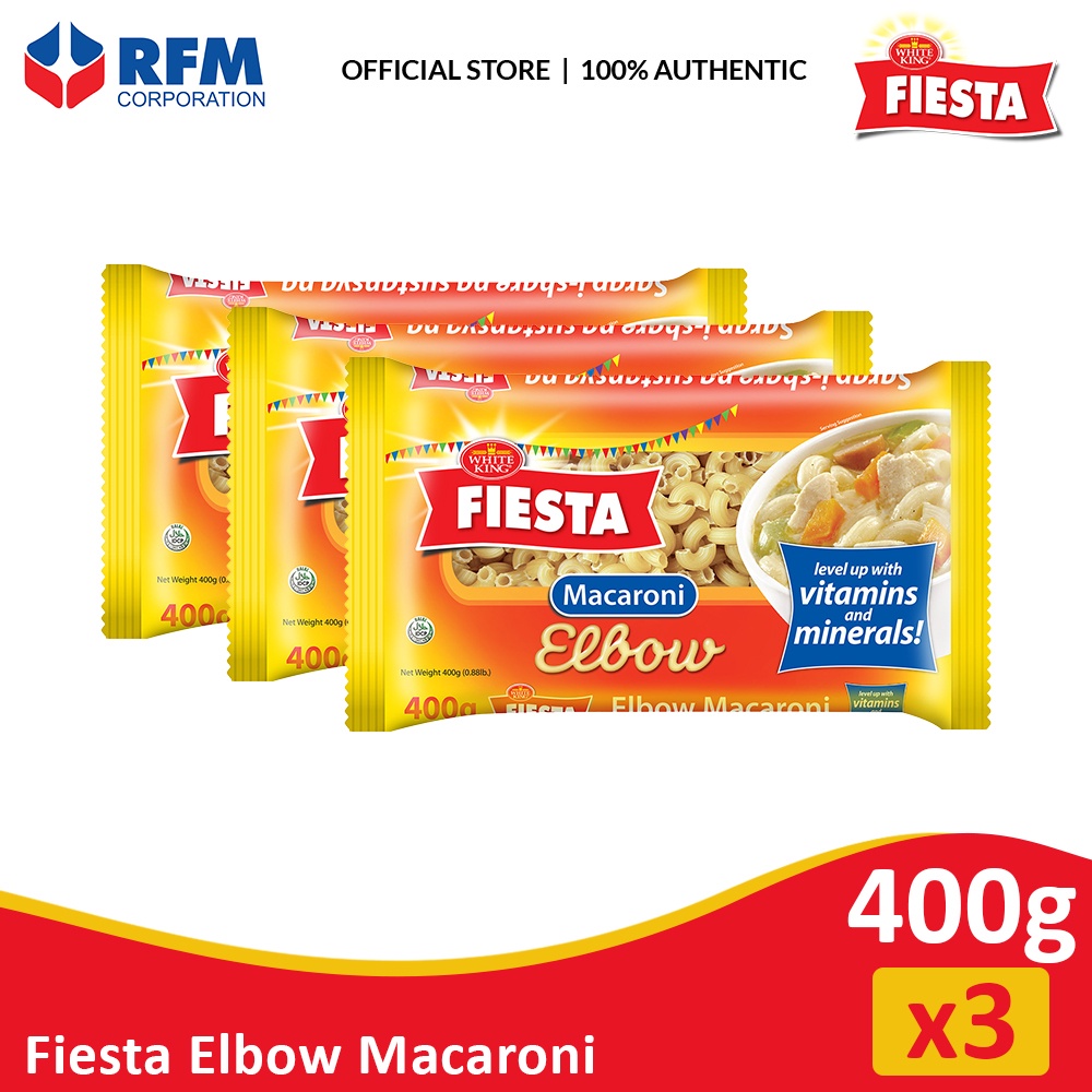FIESTA Elbow Macaroni Pasta 400g - Set of 3s | Shopee Philippines