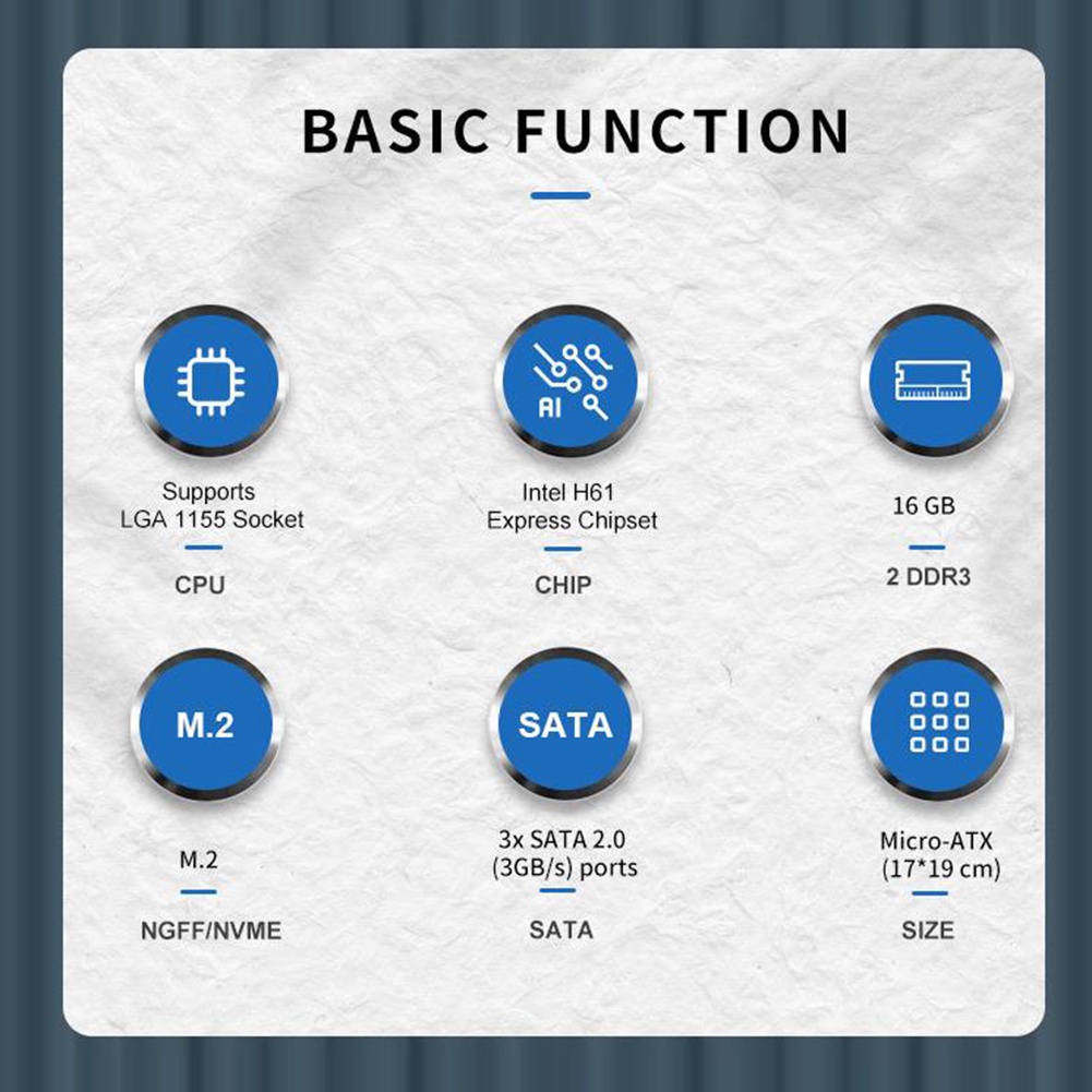 H61 Motherboard 16GB Micro-ATX PC Main Board LGA1155 Socket I3/I5/I7 ...