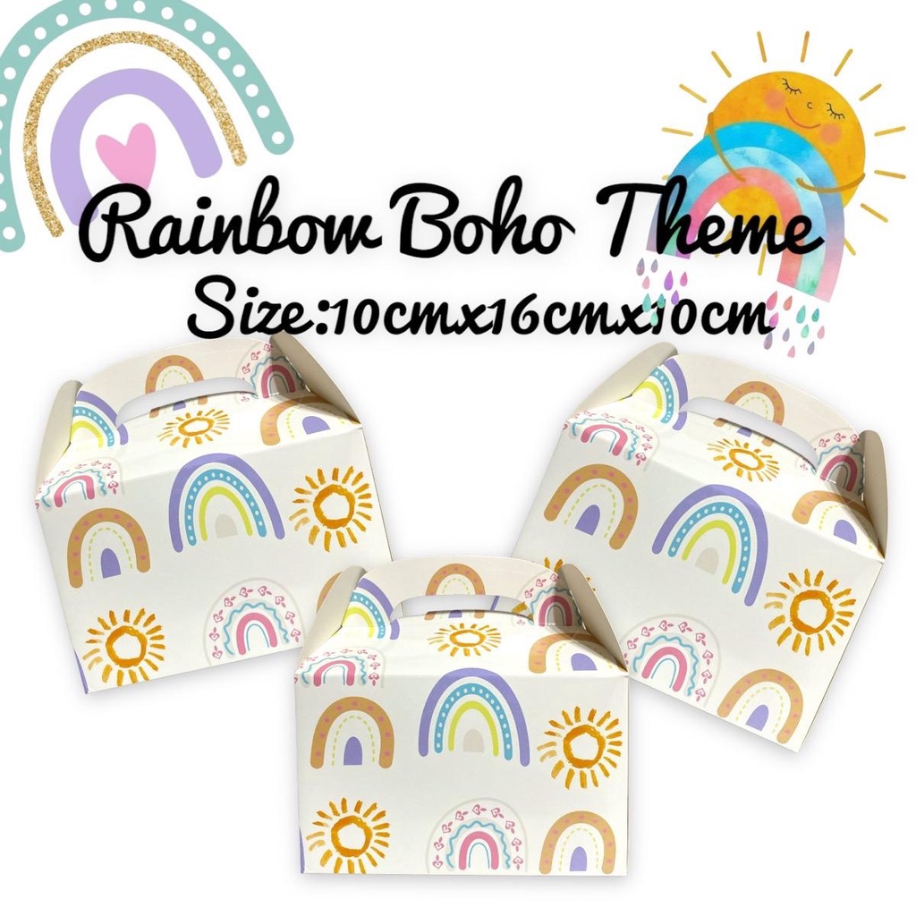 12pcs Boho Rainbow Theme Birthday Party gift box Pastel Candy Bag Give ...