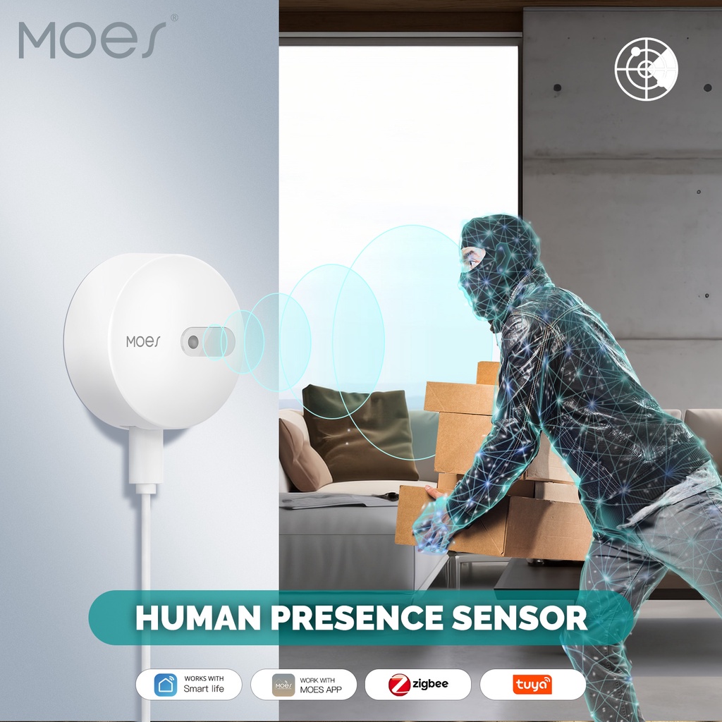 Moes Zigbee Human Presence Sensor Detector Radar Wave Detection Sensor