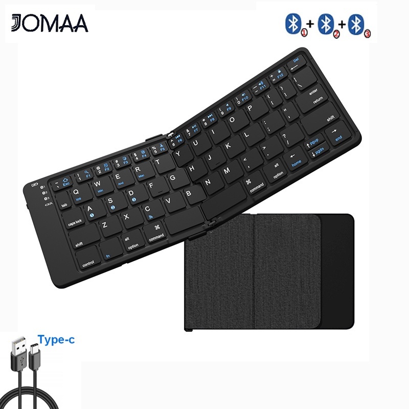 JOMAA Bluetooth Foldable Keyboard 3Device Sync Rechargeable Wireless ...