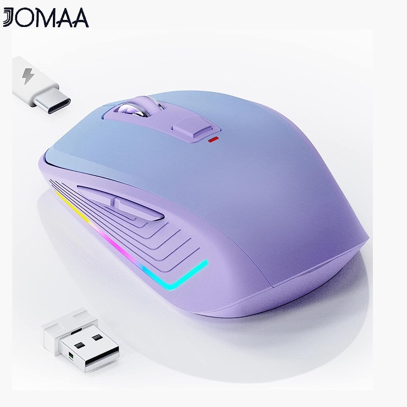 jomaa 2.4G+Bluetooth Wireless Mouse RGB Quiet Click Mouse Ergonomic ...