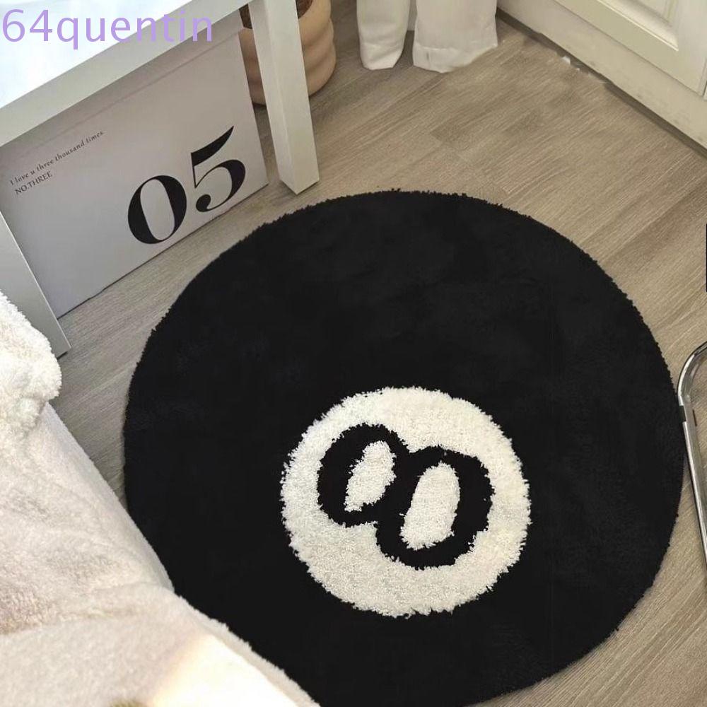 QUENTIN 8 Ball Rug, Soft Plush, Carpet Skin Friendly Black Anti-slip ...