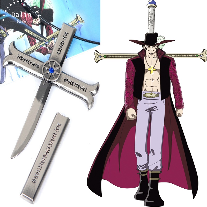 Anime One Piece Necklace Dracule Mihawk Cross Pendant Retro Pendant ...