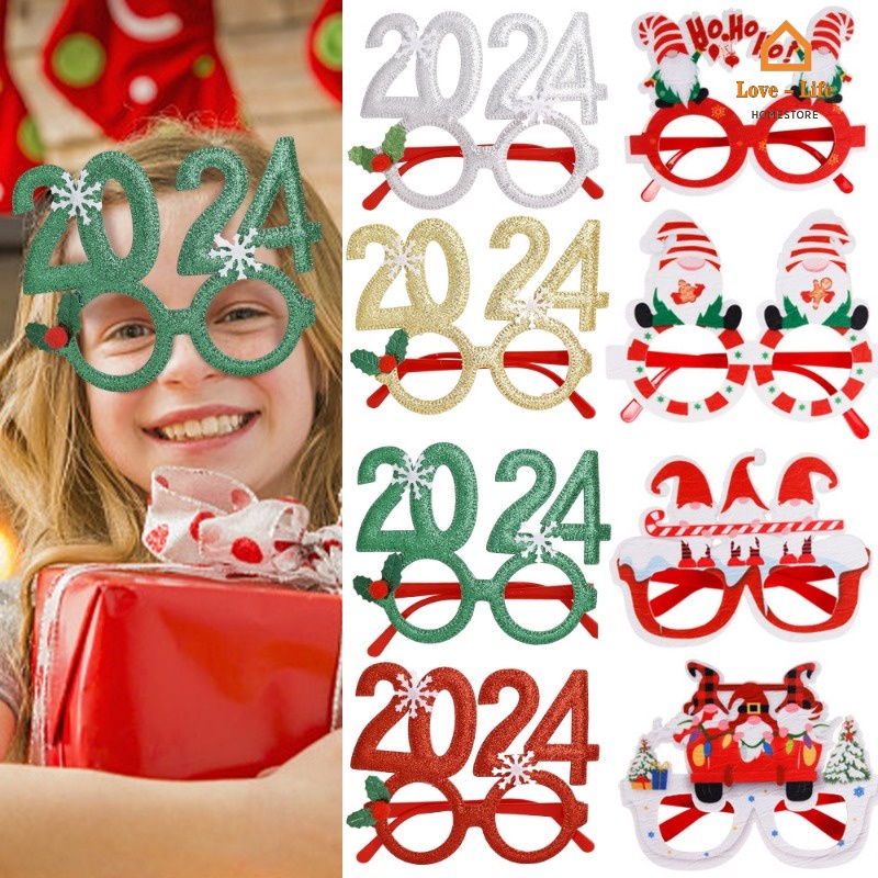2024 Number Glasses Frame/ Santa Claus Gnome Felt Plastic Eyeglasses ...