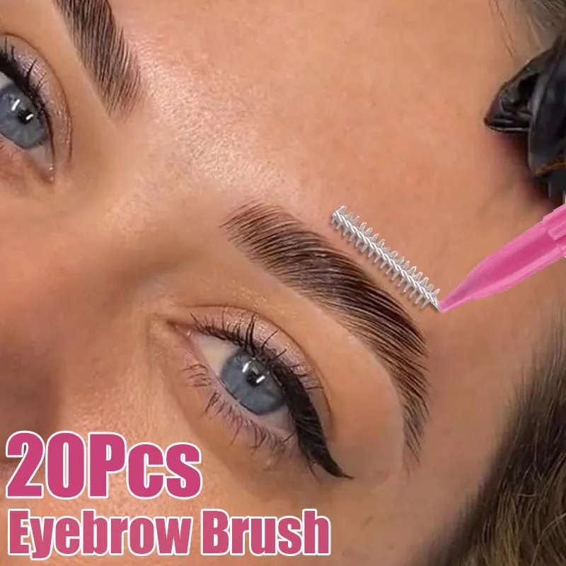 20PCS pink Brow Lifting Brushes with box Eyebrow Perm Brush Bendable ...