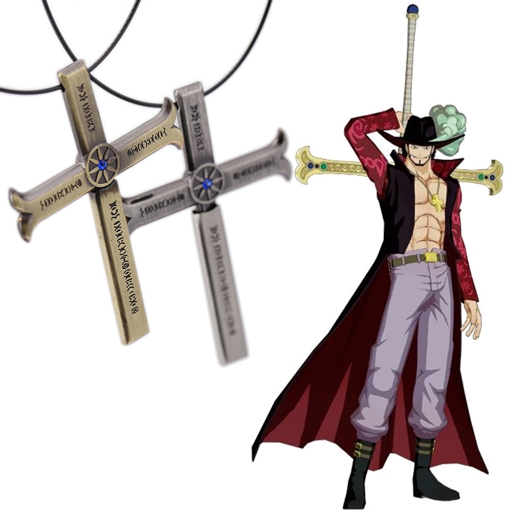 One Piece Dracule Mihawk Cross Pendant Necklace Anime Unisex Fashion ...