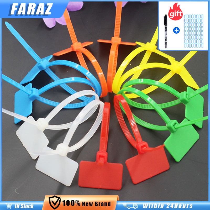 100Pcs 7Colors Nylon Tag Sign Cable Ties Easy Mark Loop Self-locking ...