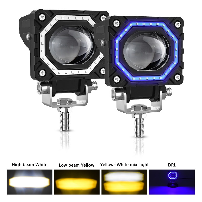 2PCS Fish Eye Lens Ice Blue Aperture Mini Driving Light Motorcycle ...