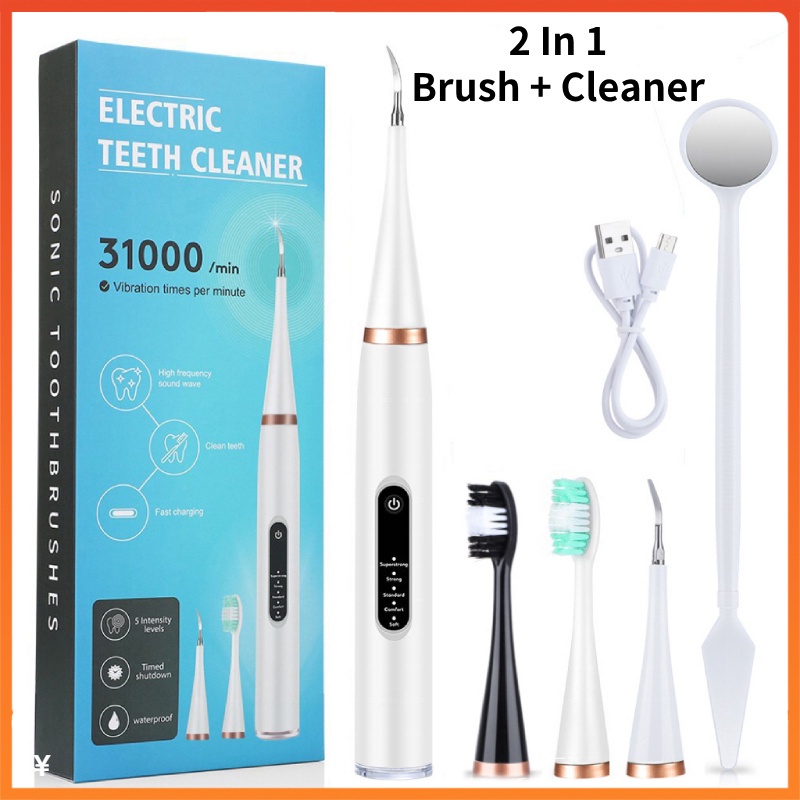 LENA 2 and 1 Ultrasonic Electric Teeth Cleaner Teeth Whitening Tartar Removal Sonic Tooth Brush ...