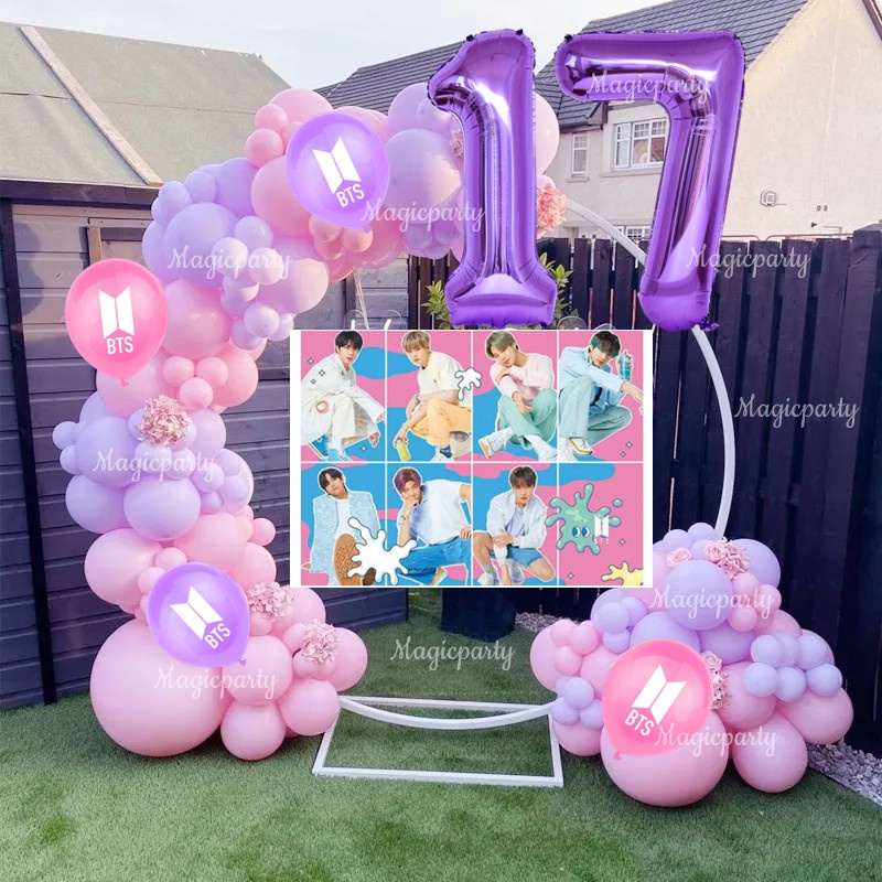 78pcs/set BTS Balloon Garland Arch Kit Purpel 10-18 Years Old Birthday ...