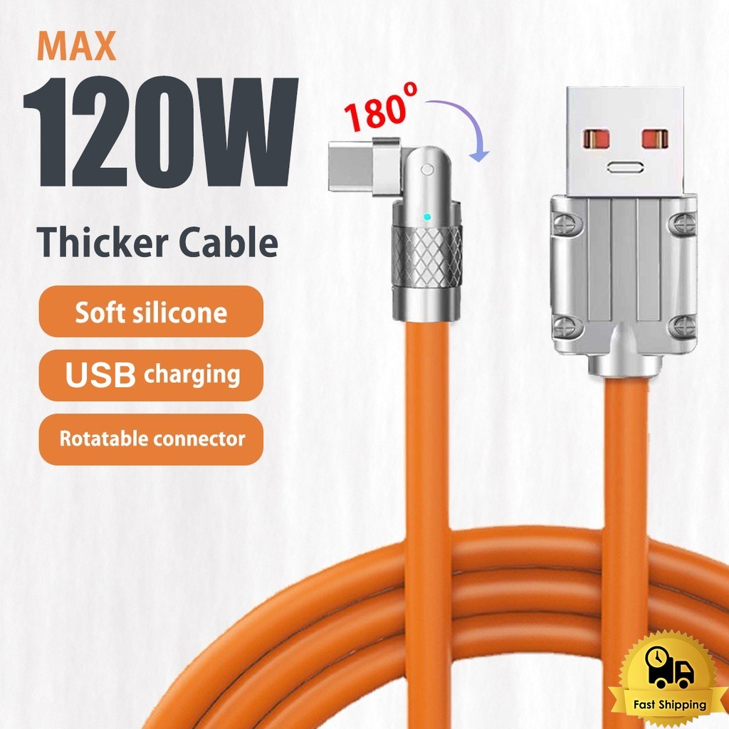 180°120W Rotatable Charging Cable 6A Liquid Silicone USB C Zinc alloy ...