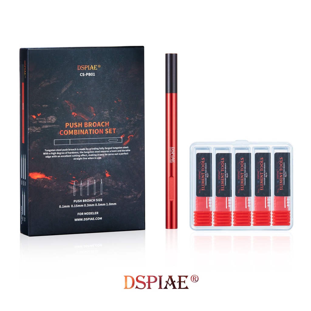 DSPIAE CS-PB01 Push Broach Combination Set ( 0.1 0.15 0.3 0.5 1.0)MM ...