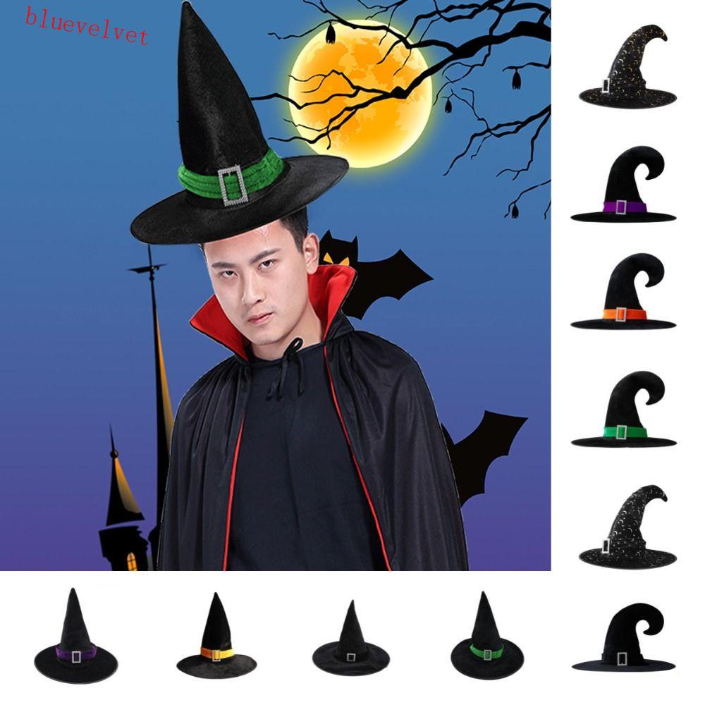 BLUEVELVET Halloween Witch Wizard Hat, Velvet Satin Ribbon, Creative ...