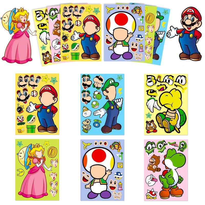 Super Mario Brothers Face Changing DIY Puzzle Stickers for Parent-child ...