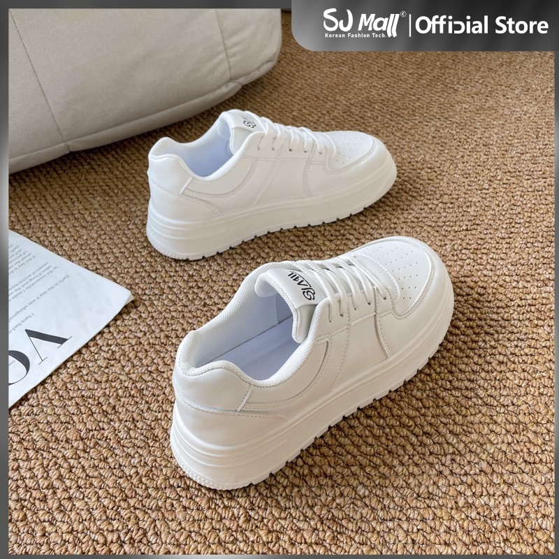 Korean Fashion High Cut white chunky Rubber Shoes for women | Shopee ...