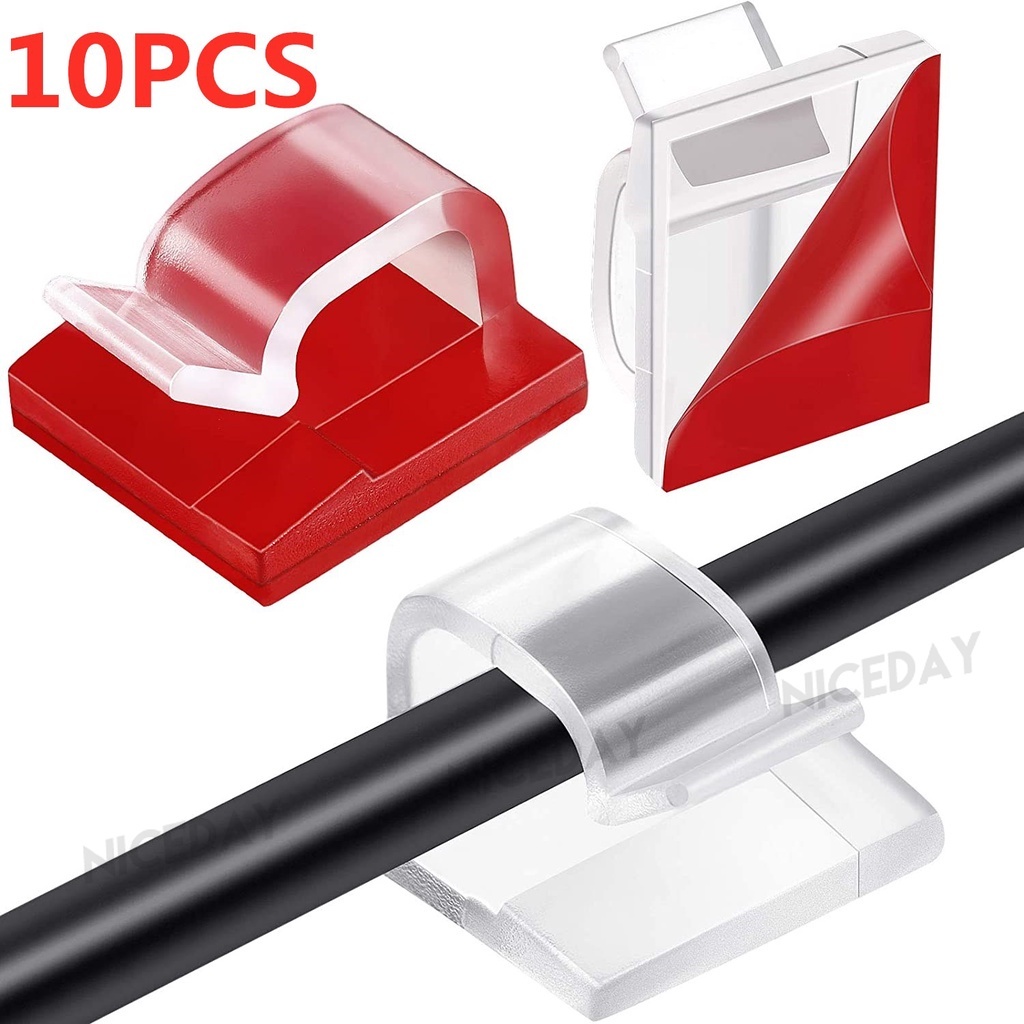10 Pcs Self-adhesive Cable Organizer Wire Tie Cable Clamp Clips Holder Cable Management Clip ...