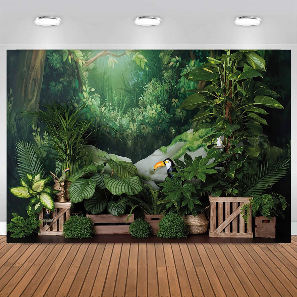 Zoo Jungle Backdrop Kids Cake Smash Photography Baby 1st Birthday Theme ...