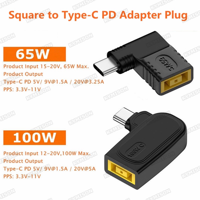 65W 100W PD Converter Lenovo Square to USB Type C Power Charging ...