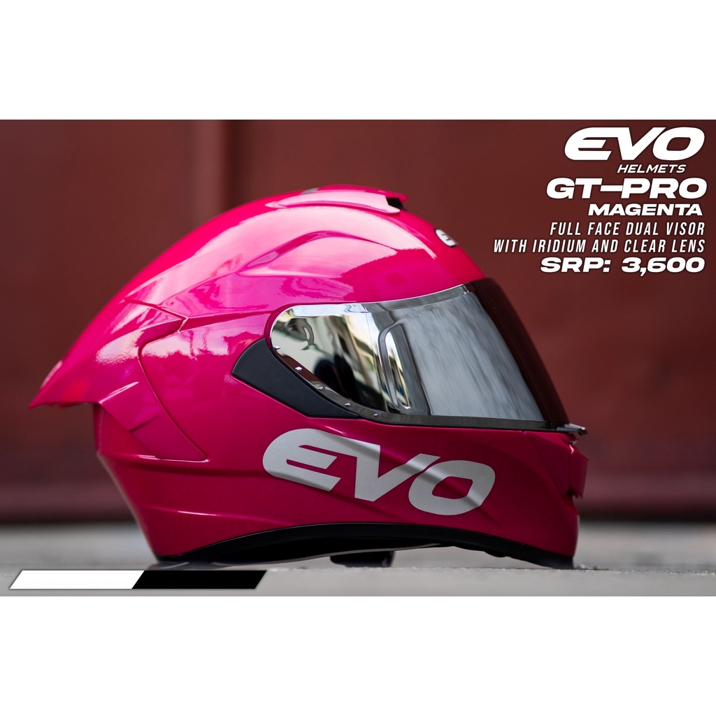 EVO HELMET GT PRO MAGENTA DUAL VISOR w/ free clear lens | Shopee ...