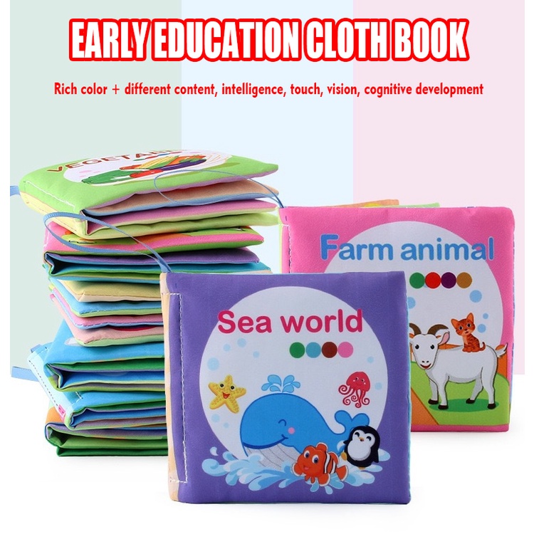 Infant Baby Early Education Soft Cloth Book with Rustle Sound Fabric ...