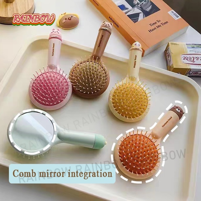 Make Up Mirror Comb 2in1 Air Cushion Comb Cartoon Cute Head Scalp ...