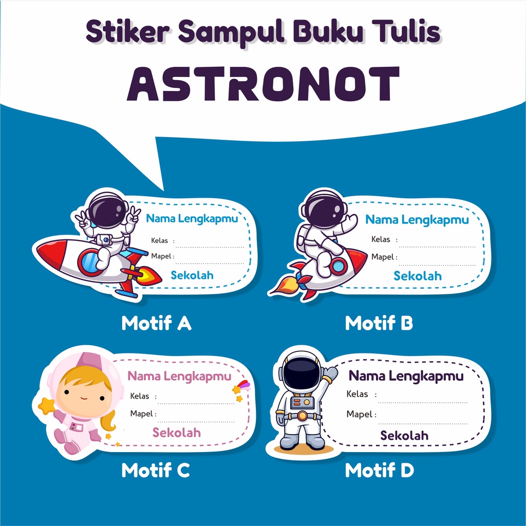 Custom name stickers for notebook cover/students with Astronaut, Space ...