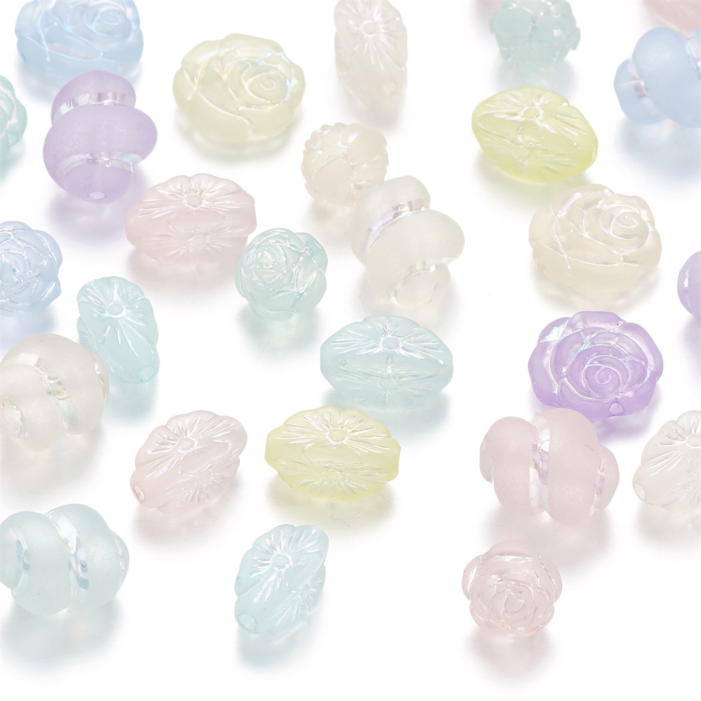 St.kunkka 30/10pcs Variety of Flowers Mixed Color Beads Acrylic Shaped ...
