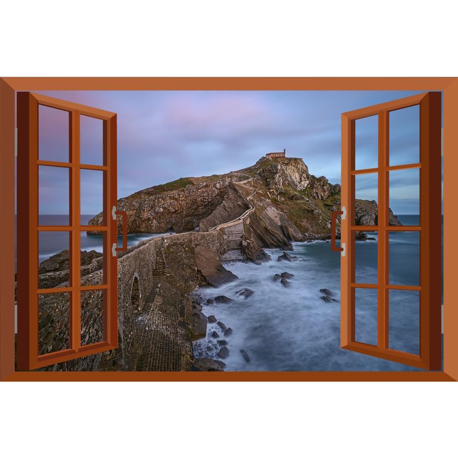 Sea 3D Window View Sticker Wall Art Vinyl Decal Summer Beach Landscape ...