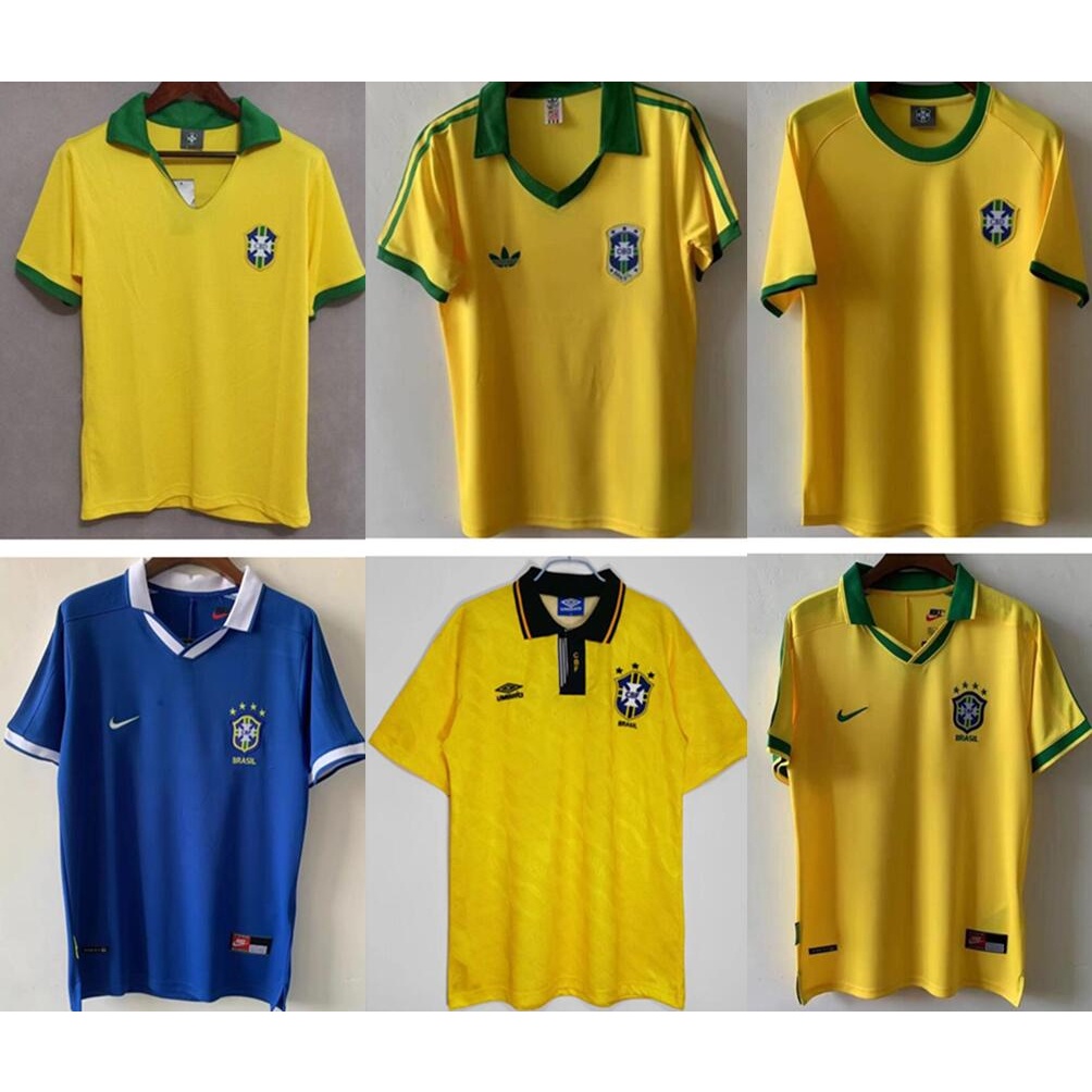 1970 Brasil Home Retro Soccer Jersey Football 1957 Brazilian football T ...