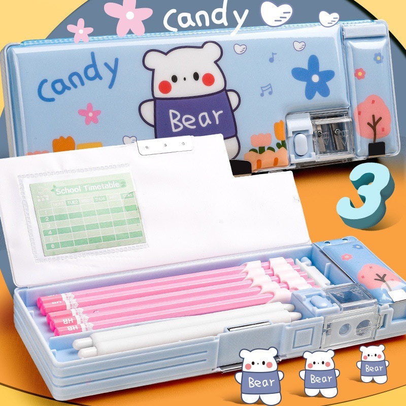 Pencil Cases with Pencil Sharpener Plastic Unicorn Pencil Box School ...