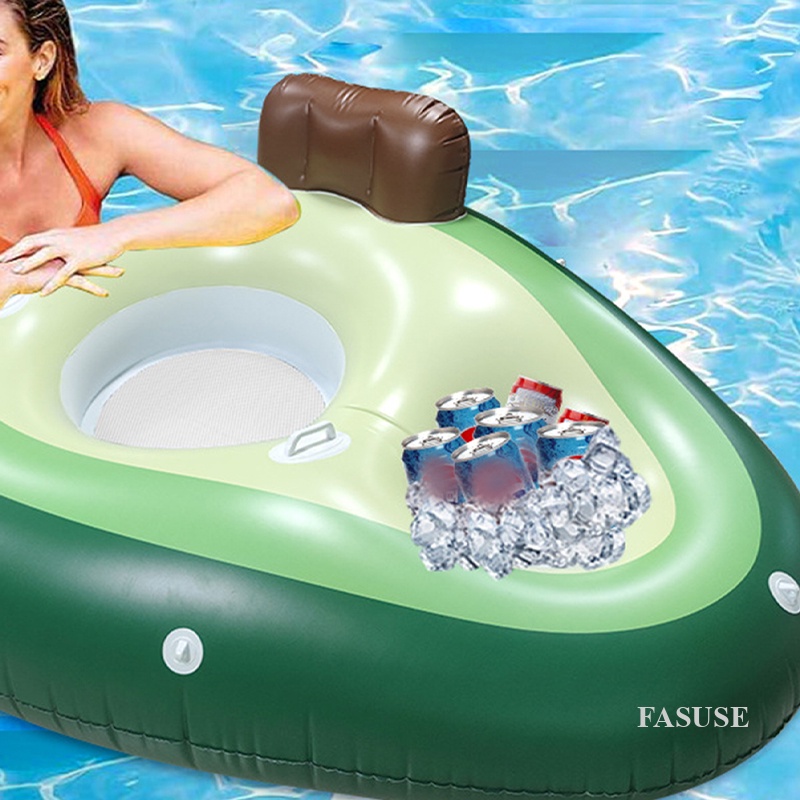 FAUSE Inflatable Tube Swim Ring With Cup Holder - Heavy Duty Avocado ...