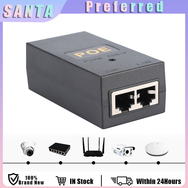 24V 0.5A Desktop POE Power Injector Ethernet Adapter 48V 0.5A POE Power ...