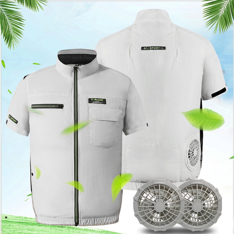 Air Conditioning Clothes Men's Short-Sleeved Outdoor Work Clothes Fan ...
