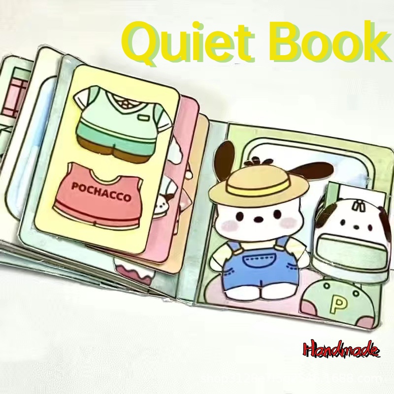 Cartoon Pochacco Quiet Book Set Kuromi Dollhouse Paper Cinnamoroll ...