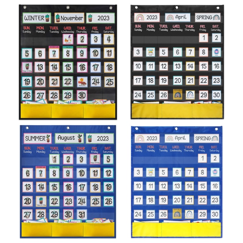 love* Monthly Calendar Pocket Chart for Classroom Home Kids Calendar ...