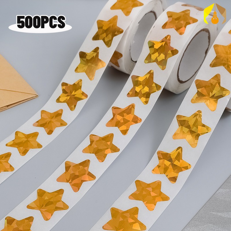 500Pcs/Roll Package Adhesive Gold Star Sticker Seal Labels/Kids Reward ...