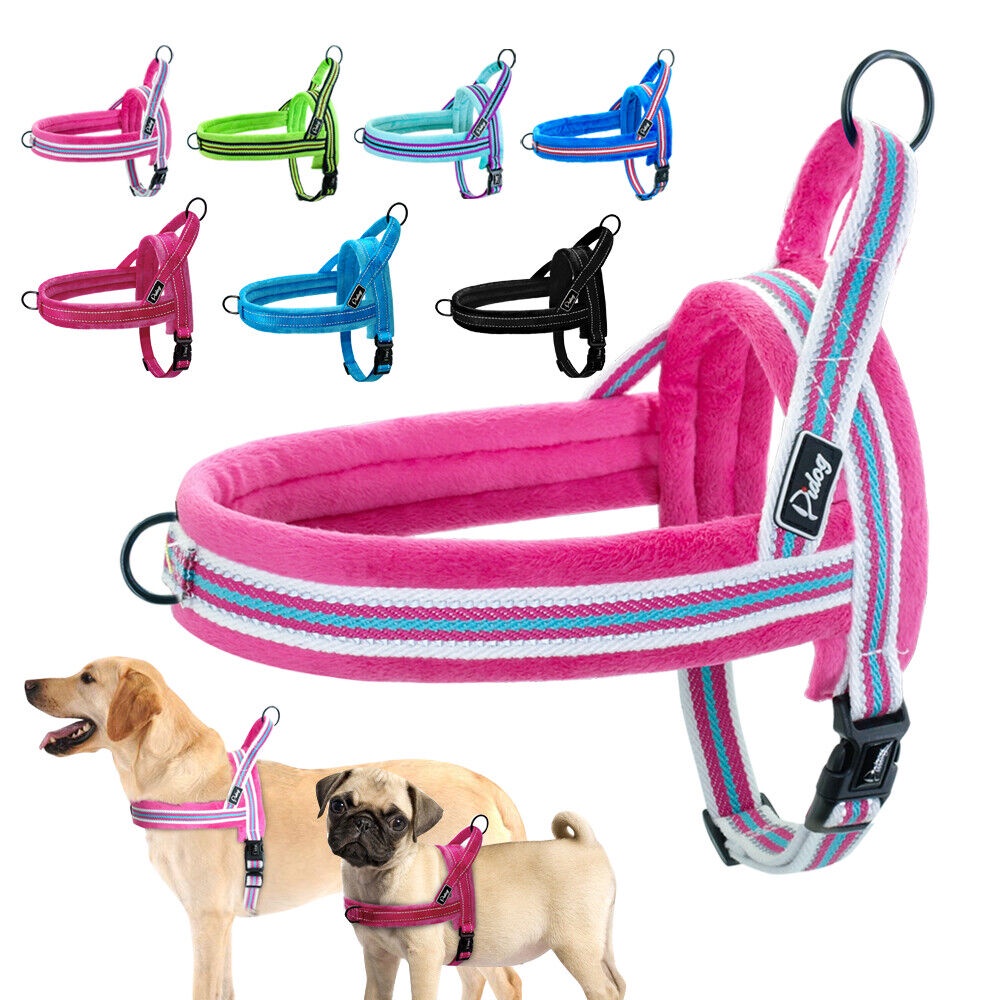 No Pull Front Leading Dog Harness Soft Fleece Padded Reflective Vest ...