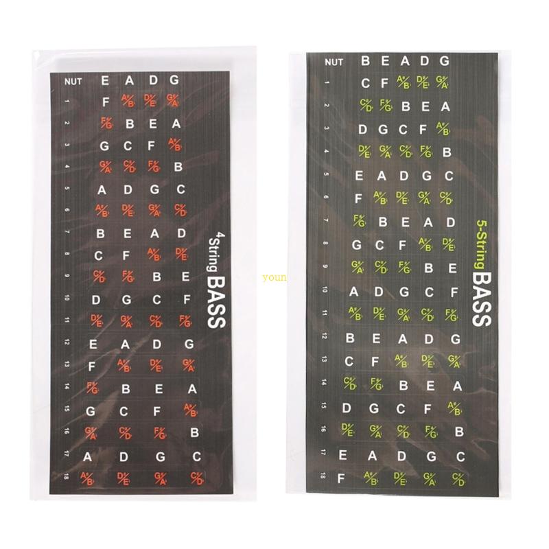 youn 1 Sheet Bass Sticker Fretboard Decals Bass Scale Sticker Bass ...