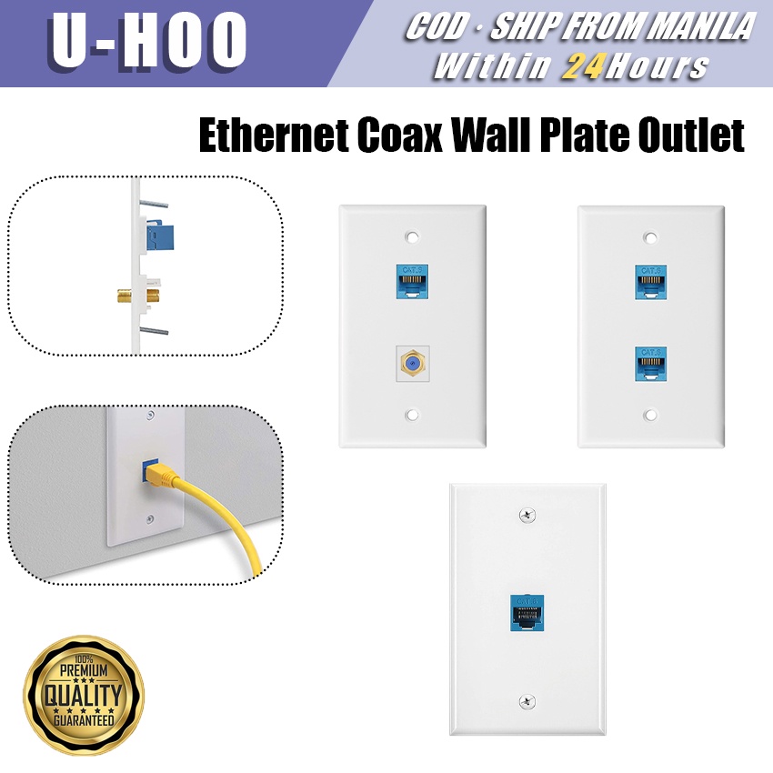 Coaxial F Connector Ethernet Network RJ45 Jack Wall Plate Socket Outlet ...