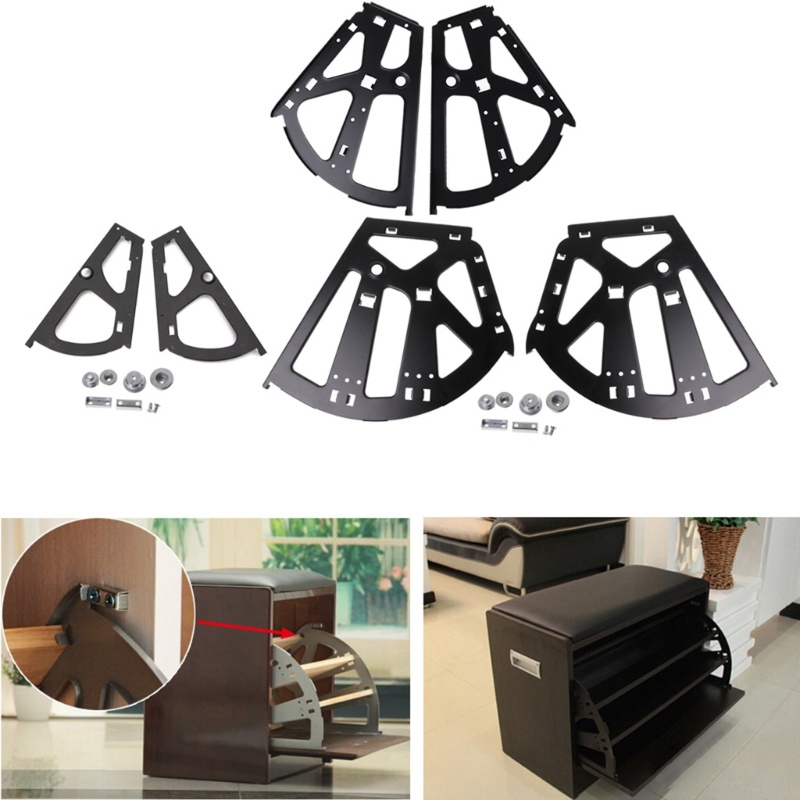 BST 1Pair 1 2 3 Layers Shoe Cabinet Flip Frame Shoe Rack Hinges Black ...