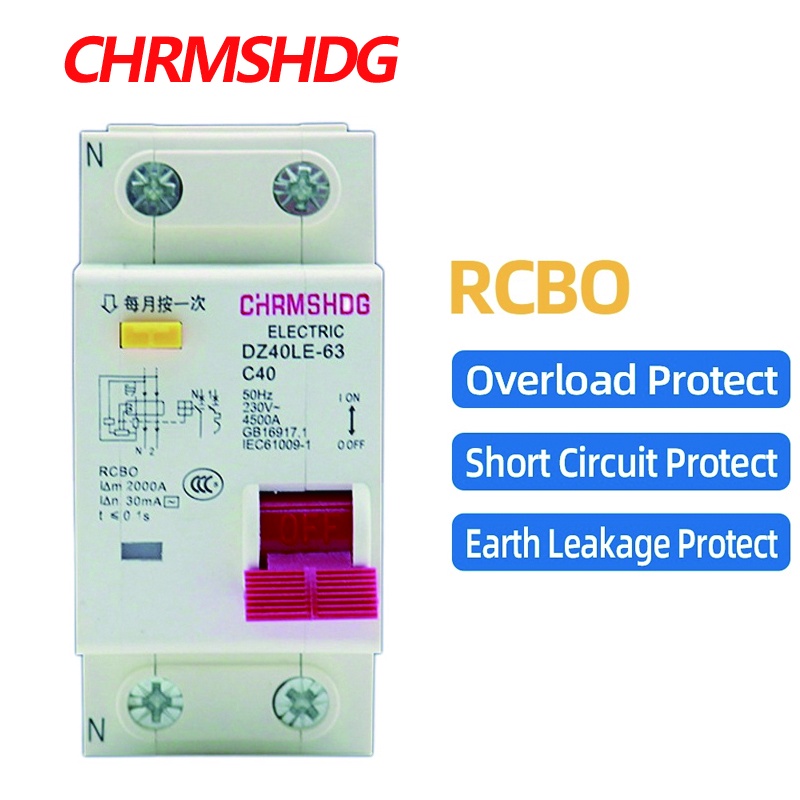230V 1P 32A Residual Current Circuit Breaker MCB 30mA Overload Short Current Leakage RCBO RCCB ...