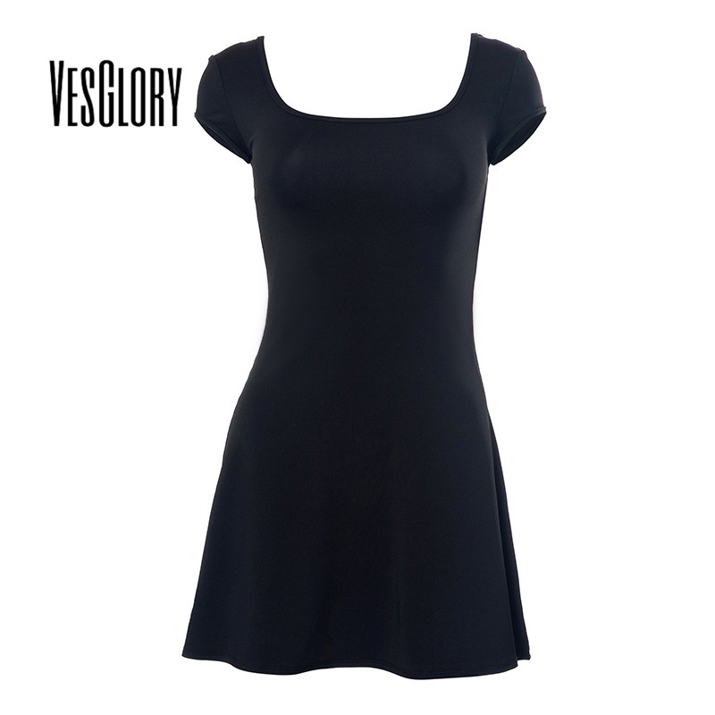 VesGlory Women Mini Dress 2023 Fashion Solid Color Short Sleeves U Neck ... VesGlory Women Mini Dress 2023 Fashion Solid Color Short Sleeves U Neck ...