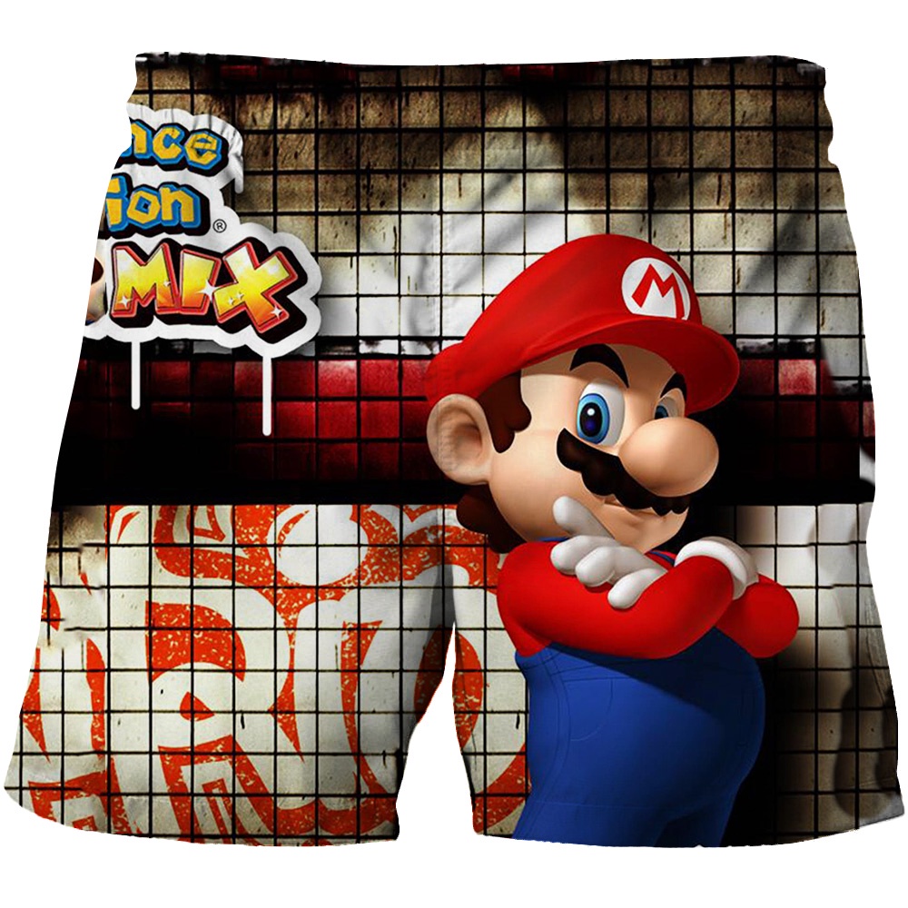 New Super Mario Beach Shorts Cartoon Animation Mario 3D Print Boys ...
