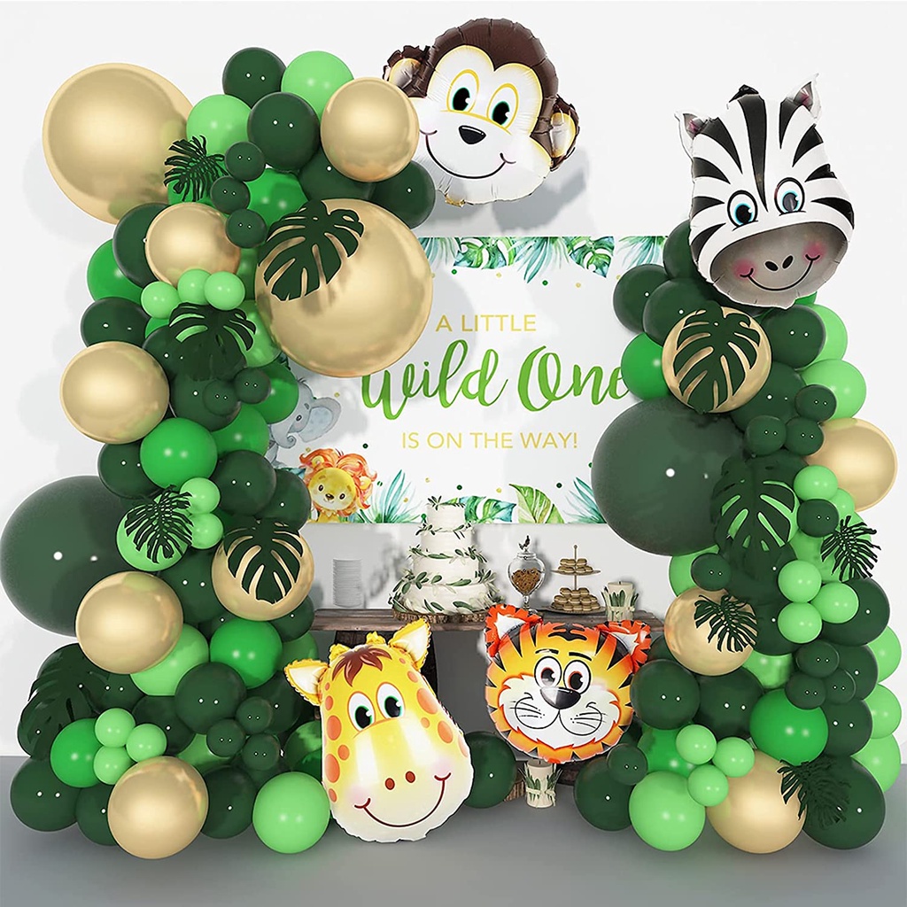Jungle Safari Theme Balloons Birthday Decroation Gold Metal Latex ...