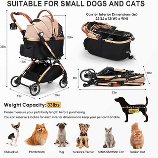 Skisopgo Pet Trolley Foldable Pet Stroller Pet Carrier Strong Structure ...