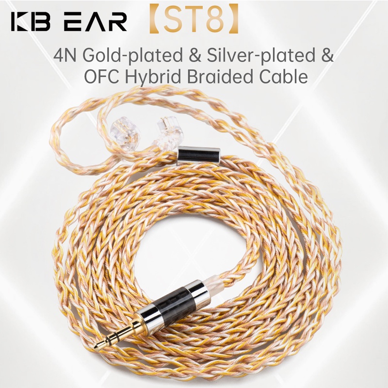 KBEAR ST8 4N Gold-plated Silver-plated OFC Hybrid Braided Cable 3.5mm ...